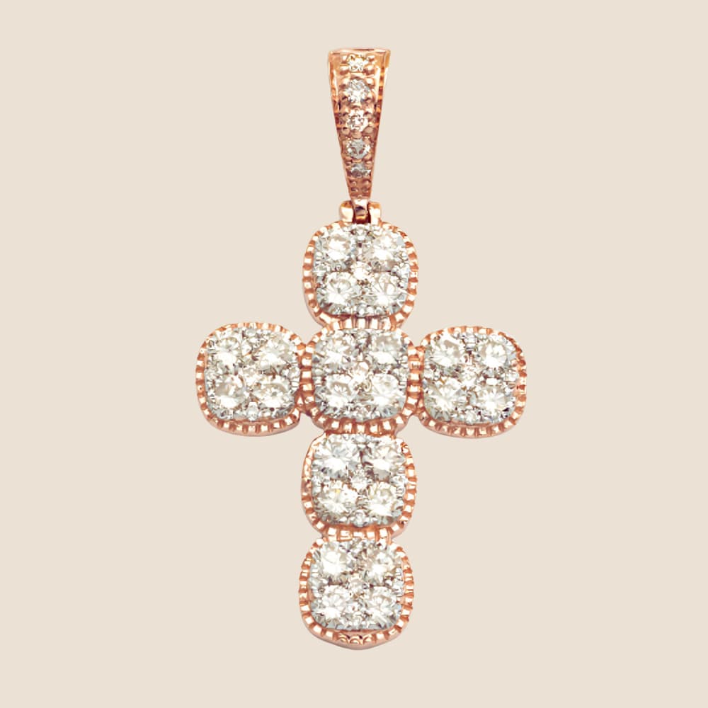 Square Cluster Diamond Cross Pendant – Kinoro